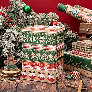 RUSPEPA Christmas Wrapping Paper Rolls - 17 inches x 10 feet per Roll, Total of 3 Rolls - Red and Green