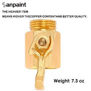 Sanpaint Super Heavy Duty 3/4" Brass Shut Off Valve Garden Hose Shut Off Valve Garden Hose Connector