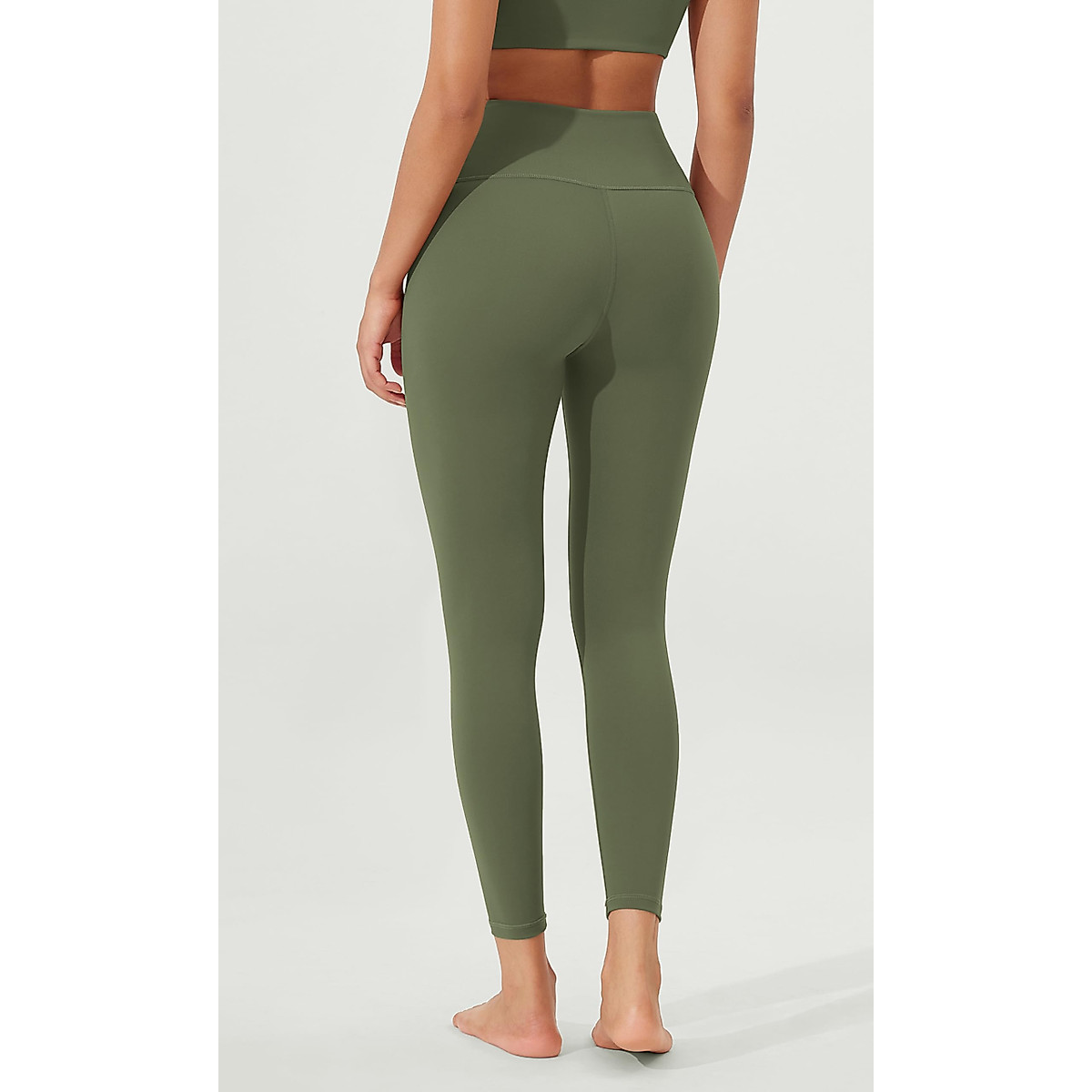 ODODOS ODLEX 2-Pack High Waist 7/8 Length Workout Leggings for Women, 25" Tummy Control Atheltic Yoga Pants, Black+Dark Olive, Small