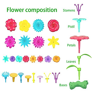 Lierpit Flower Arrangement Toy Set 128PC,Bouquet Building Blocks, Educational Garden Art and DIY Assembly handicrafts, for Children Over 3 Years Old on Holidays, Birthdays and Christmas