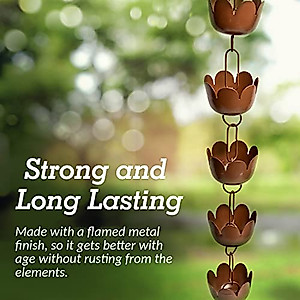 Happy Gardens Copper Flower Rain Chain - Lily Cup Simulated Copper Rain Chains for Downspouts