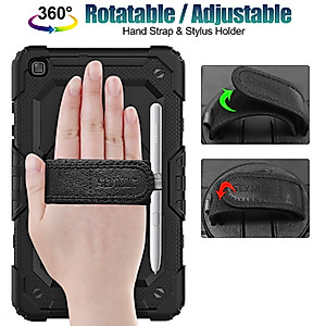 SEYMAC stock Case for Samsung Galaxy Tab A 8.0'' 2019 (SM-T290/295/297) - Black, Solid Pattern, Screen Protector, Drop-Proof, Polycarbonate Material