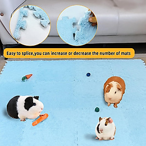 BNOSDM 12Pcs Guinea Pig Plush Pads, Reusable Rabbit Sleeping Floor Mats with Edging, Washable Guinea Pig Fleece Cage Liners, Soft Warm Bunny Bedding, Cage Pad for Small Animals (11.8", Blue)
