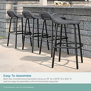 Suncast Outdoor Modern Resin Patio Bar Stools with Footrest, Set of 2 Weather-Resistant Bar-Height Chairs for Patio Bar, Cool Gray