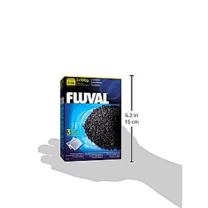 Fluval Carbon Filter Media for Aquariums, Premium Bituminous Carbon Inserts, 100-gram Nylon Bags, 3-Pack, A1440