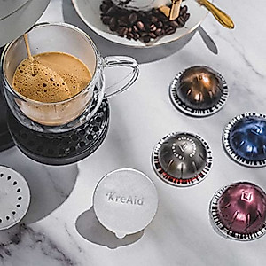 KreAid 100 Pack Reusable Aluminum Foils Lids Compatible with Nespresso VertuoLine Capsules to Reuse Vertuoline Coffee Pods Aluminum Foil Lids Seals for Refillable Pods