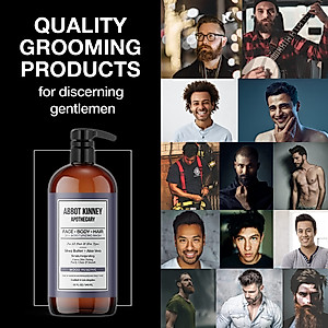 ABBOT KINNEY APOTHECARY 3 in 1 Moisturizing Men's Body Wash | Shampoo, Conditioner, & Body Wash for Men | Infused with Shea Butter & Aloe Vera | Paraben-Free, Wood Reserve, 32 Fl Oz