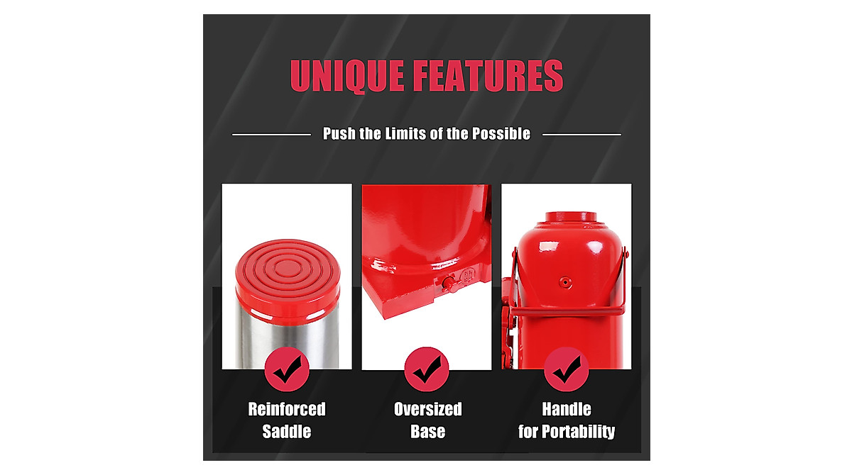 BIG RED 30 Ton Low Profile Hydraulic Bottle Jack for Heavy Lifting