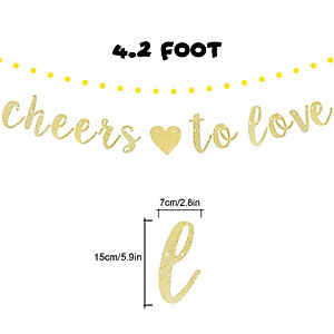 LINGTEER Cheers to Love Gold Glitter Bunting Banner Perfect for Wedding Engagement Anniversary Bridal Shower Party Gift Decorations Backdrop Sign.