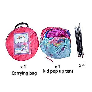 Kids Play Tent Children Pop Up Tent Portable Foldable Playhouse Pink Unicorn Indoor Outdoor Game Party Birthday Gifts for Boys Girls