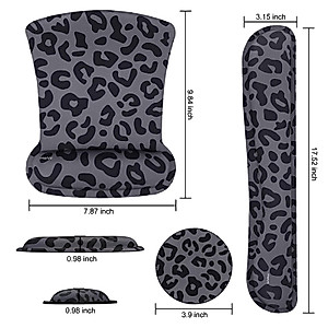 MOSISO Leopard Grain Wrist Rest Support for Mouse Pad&Keyboard Set&Laptop Shoulder Bag Compatible with MacBook Air 15/Pro 16/Pro 15,15-15.6 inch Notebook,Leopard Grain Briefcase Sleeve with Belt,Black