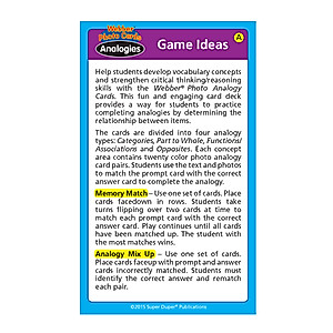 Super Duper Publications | Webber® Photo Flash Cards Analogies Early Reader | Educational Learning Resource for Children