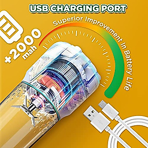 Portable Blender, Personal Blender for Shakes and Smoothies, Blender shake Smoothie for Kitchen Personal Size Blenders with Rechargeable USB, 380Ml Traveling Fruit Veggie Juicer Cup With 4 Blades