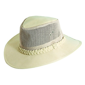 Dorfman Hat Co. Men's Soaker Hat with Mesh Sides (Large/X-Large, Tan)