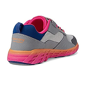 Saucony Wind Shield A/C Sneaker, Grey/Pink/Navy, 1.5 US Unisex Big Kid