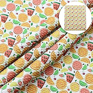 David Angie Summer Fruits Watermelon Printed Bullet Textured Liverpool Fabric 4 Way Stretch Spandex Knit Fabric by The Yard for Head Wrap Accessories (Fruit)