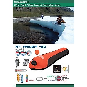 Mummy Sleeping Bag: High Peak Mt. Rainier WATERPROOF ~ MINUS 20 Degree F. -20 Degree F.