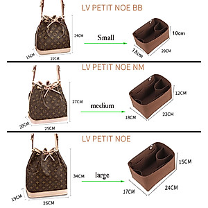 Lckaey Purse Organizer insert for LV NOE BB Petit NOE NM storage bag Organizer With Zipped pocket Y059coffee-Large