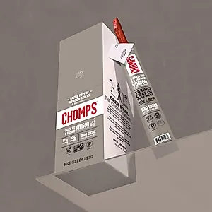 Chomps Grass-Fed & Finished Salt & Pepper Venison Jerky Meat Snack Sticks 10-Pack - Keto, Paleo, Low Carb, Whole30 Approved, 10g Lean Meat Protein, Gluten Free, Zero Sugar Food