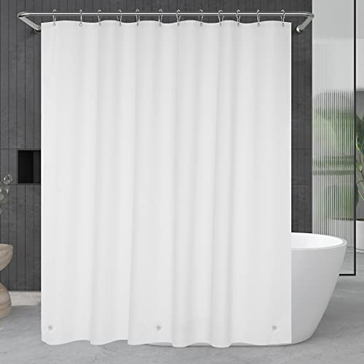 Titanker White Shower Curtain Liner 72 x 72 Plastic Shower Liner Washable Inside Shower Curtain Liner PEVA Shower Curtains for Bathroom with Magnets and Rustproof Metal Grommet Holes