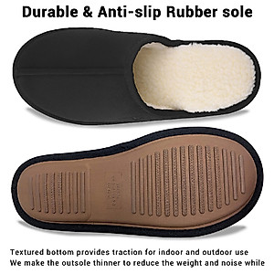 Vansarto Mens Scuff Slippers Micro Suede Memory Foam Slide Clogs Slip on Indoor Outdoor House Shoes, Black, Size 11-12