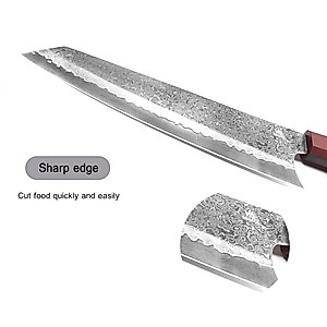 Miyake Kiritsuke Chef Knife 13.5 Inch Professional Japanese Damascus Steel Full Tang Kitchen Knife, Super Sharp, Ergonomic G10 Traditional Japanese Handle, Chef's Knives for Home Cooks