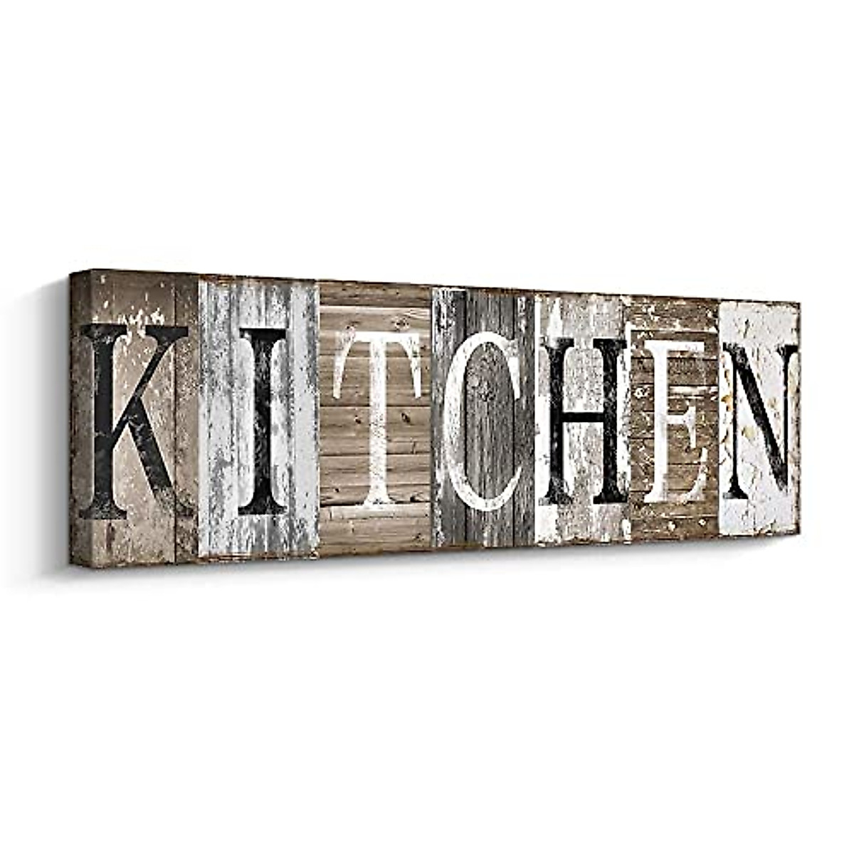 Pinetree Art Rustic Farmhouse Kitchen Wall Decor Canvas Prints Kitchen Signs Wall Decor (With Solid Wood Inner Frame)