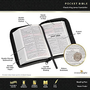 KJV Holy Bible, Mini Pocket Size, Faux Leather Red Letter Edition - Ribbon Marker, King James Version, Purple