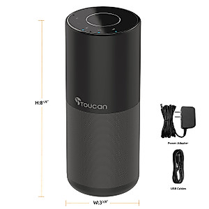 TOUCAN Conference Speakerphone with 4 Built-in Echo-Canceling Microphone | Home Office, Conference Room Meeting Use | Bluetooth Enabled Conference Speaker