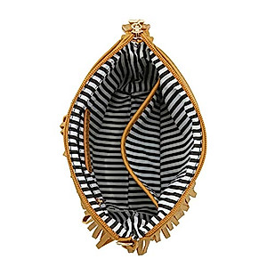 FashionPuzzle Small Fringe Crossbody Bag with Wrist Strap (Dark Mustard)