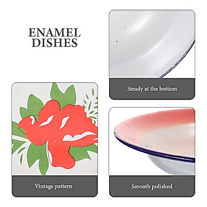 Hemoton 9 pcs Vintage Enamel Plate Fruit Plate Enamel Fruit Platter Vintage Salad Plate Enamel Washing Platter Vintage Enamelware Serving Platter Random Pattern