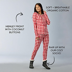 HonestBaby Family Matching Holiday Pajamas Organic Cotton for Men, Women, Kids, Toddlers, Baby Boys, Girls, Unisex Pets , Painted Buffalo Check Red, 5T