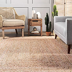 nuLOOM Hand Braided Otelia Denim And Jute Area Rug, 4x6, Beige