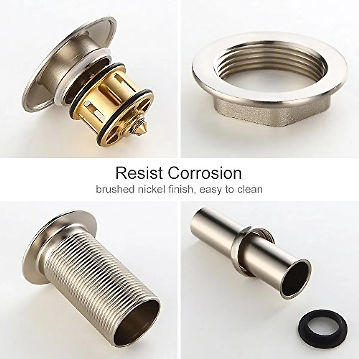 HOMELODY Vessel Sink Drain, 1 5/8" Bathroom Sink Drain with Removable Brass Strainer Basket, Anti-clogging Pop Up Drain Stopper Brushed Nickel without Overflow, HL8018ABN