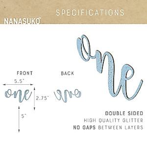 NANASUKO 1st Birthday Cake Topper - one - Double Sided Gold Glitter - Premium Quality Made in USA