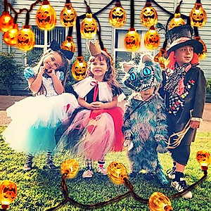 Senmao Home Decor 2Pack Halloween Solar Lights with 30 Pumpkin Lights,Orange Lights for Halloween 20ft 30LEDs,Outdoor Halloween Lights for Patio, Garden,Parties (IP65,8 Light Modes)