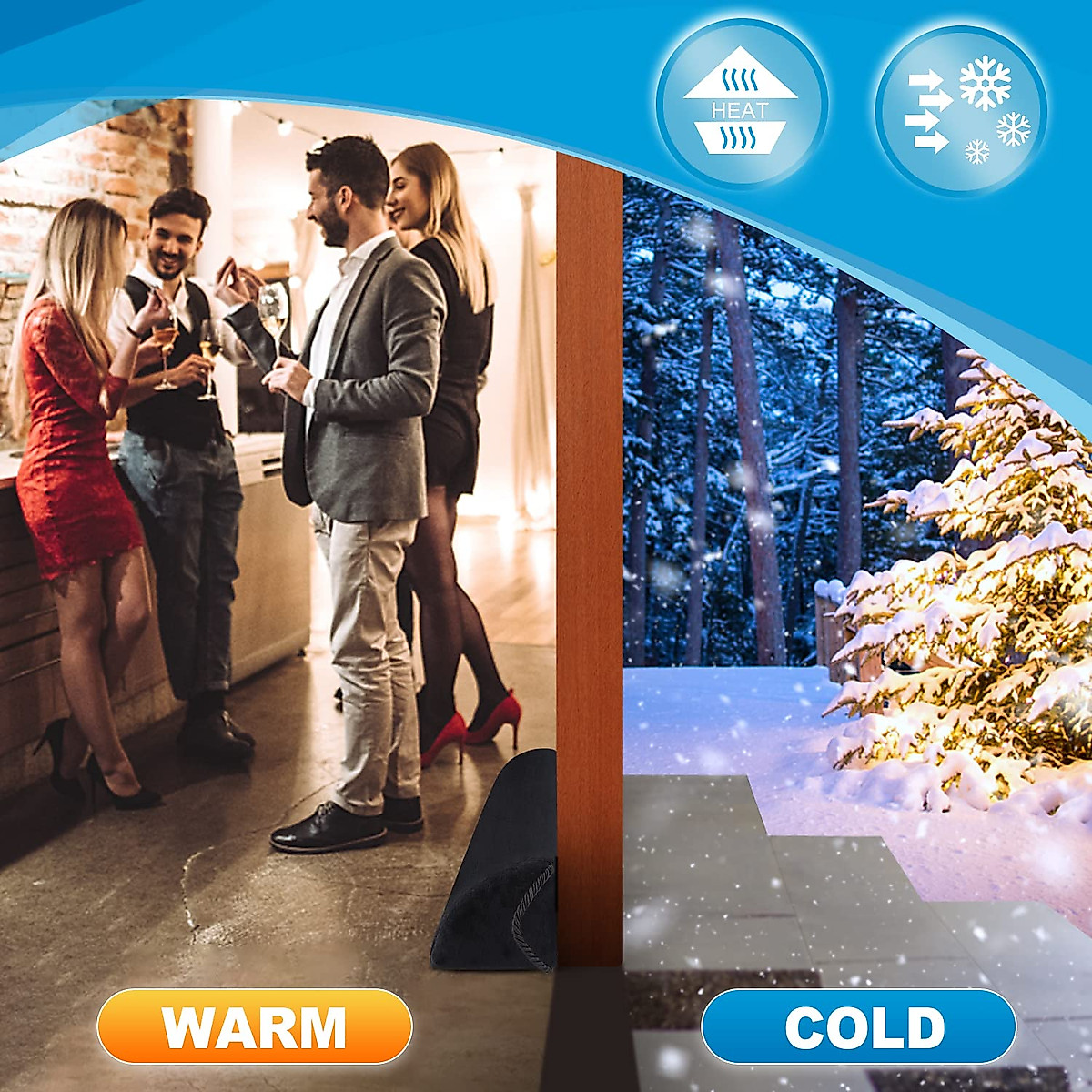 HomeProtect Under Door Draft Stopper 36 Inch Door Soundproofing Block Cold Air Wind/Breeze Noise Light, Weather Stripping Seal Sweep Improved Triangle Design More Fits 0 to 2" Gaps