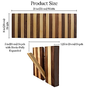 Mid Century Modern Coat Rack, Wall Mounted Coat Rack, Entryway Coat Rack Wall Mount, Entryway Furniture Hooks, Coat Hanger Wall Mount Coat Rack with 4 Retractable Hooks Natural Wood Pine and Walnut