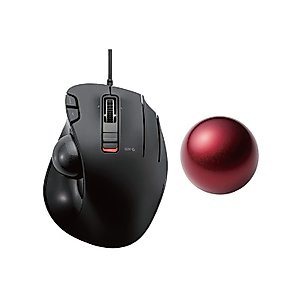 ELECOM Wired Thumb-Operated Trackball Mouse & RED Trackball Replacement (M-XT3URBK & M-B1RD)