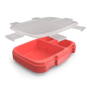 Bentgo Fresh Tray (Red) with Transparent Cover - Reusable, BPA-Free, 4-Compartment Meal Prep Container with Built-In Portion Control for Healthy At-Home Meals and On-the-Go Lunches