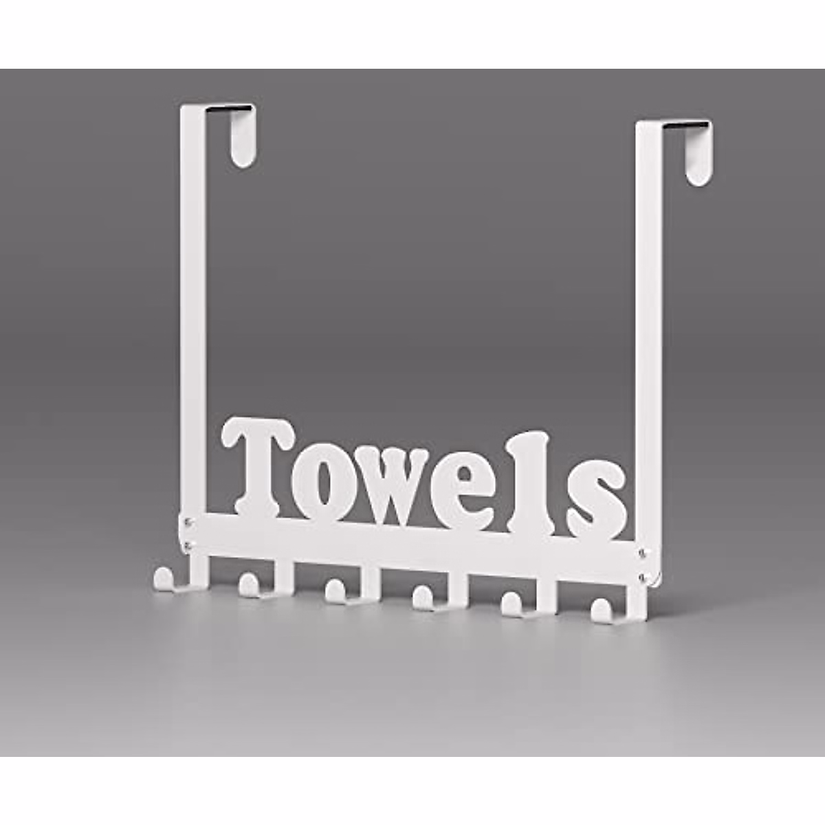 Oxdigi Over The Door Towel Rack for Bathroom with 6 Hooks/Metal Towel Holder Wall Mounted/Behind The Door Towel Hanger for Shower Pool Kitchen Farmhouse/No Drill/Never Rust/Heavy Duty/Matt White