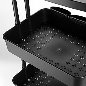 johgee Multifunctional Rolling Cart, Black, Portable, Sturdy, 17"L x 12.6"W x 29.5"H