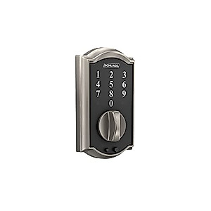 Schlage BE375 CAM 619 Touch Camelot Deadbolt, Electronic Keyless Entry Lock, Satin Nickel