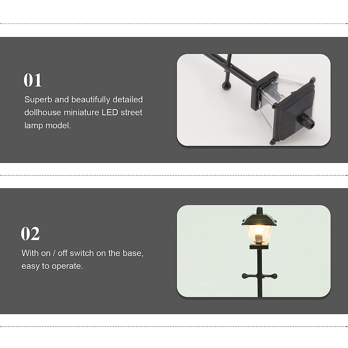 BESPORTBLE 1:12 Mini Street Light Model Dollhouse Solar Lamp Post Lights Outdoor Pathway Lantern Post Fairy Garden Decorations