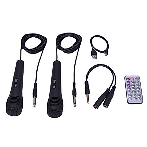 Singsation Portable Karaoke Machine, Two Microphones, 5.0 Bluetooth, 8" Driver Loudspeaker, Remote Control and LED Lights, Rechargeable, USB and Micro SD Music File Reader, AUX and FM for Party