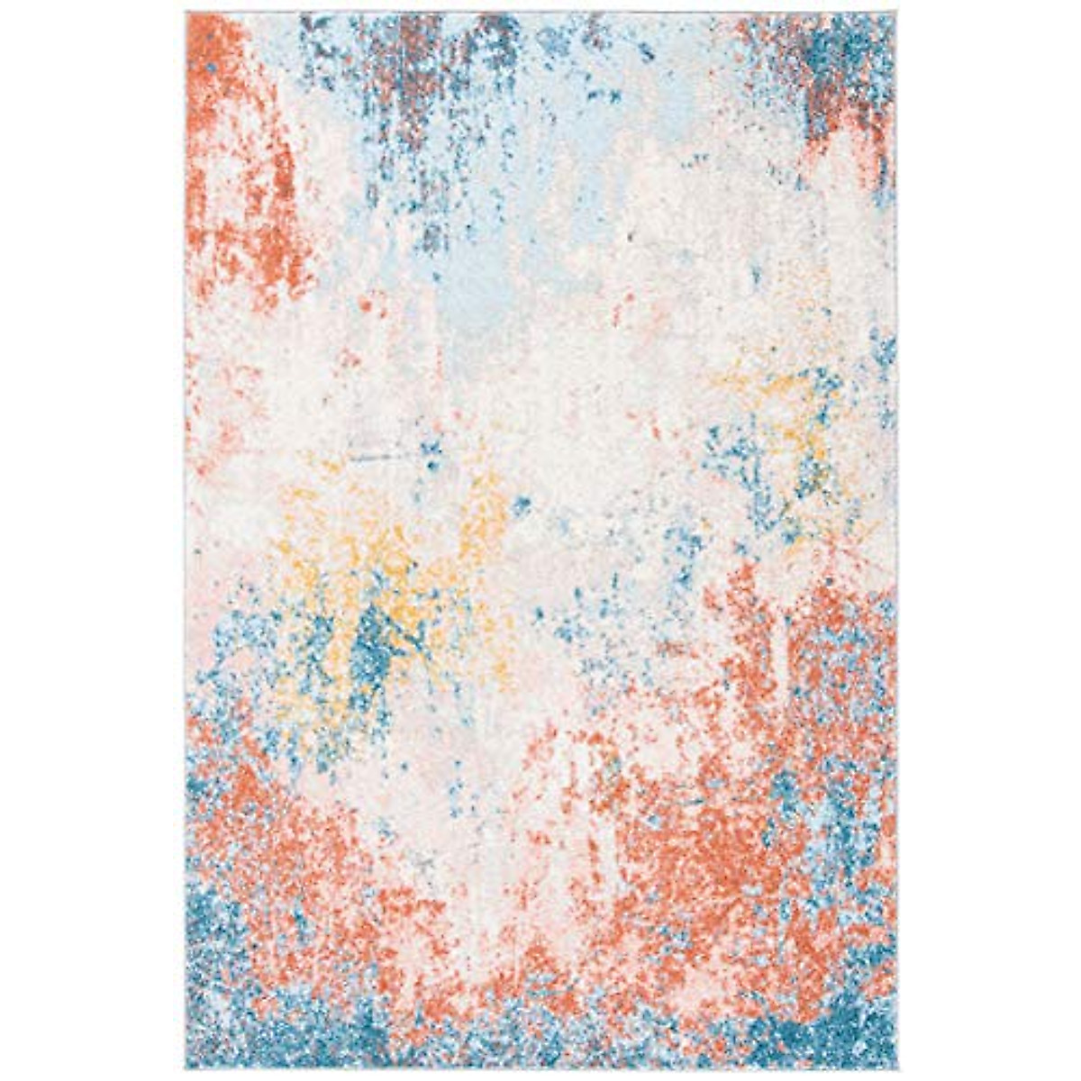 SAFAVIEH Tulum Collection 5'3" x 7'6" Ivory / Pink TUL207A Modern Abstract Non-Shedding Living Room Bedroom Dining Home Office Area Rug