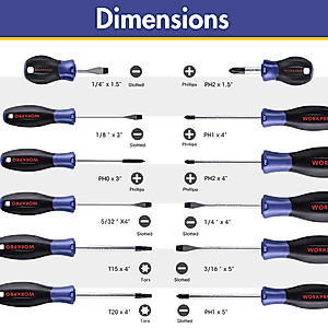 WORKPRO Magnetic Screwdrivers Set, Phillips & Flat & Slotted & Torx Screwdriver Tools Set with Organizer, Professional Repair Tool Kit for Industrial Household Mechanics(12-Piece)