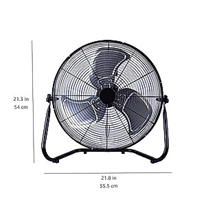 Amazon Basics 18-Inch High-Velocity Industrial Fan with 3 Speeds, Durable Metal Construction and Aluminum Blades, Ideal for Industrial & Commercial Spaces, 100 Watts, Black, 8.27"D x 21.85"W x 21.5"H