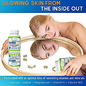 Power By Naturals USDA Organic Sea Moss Plus Bladderwrack and Burdock Root Capsules for Gut Health, Immune Support & Thyroid Supplement (Pure, No Fillers, Wildcrafted Irish SeaMoss Pills) 60Ct.