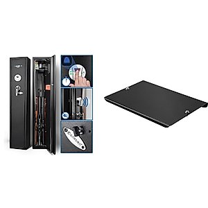 BARSKA Biometric Rifles, Firearms and Long Guns Safe with Removable Shelf and Accessory Storage Shelf Bundle